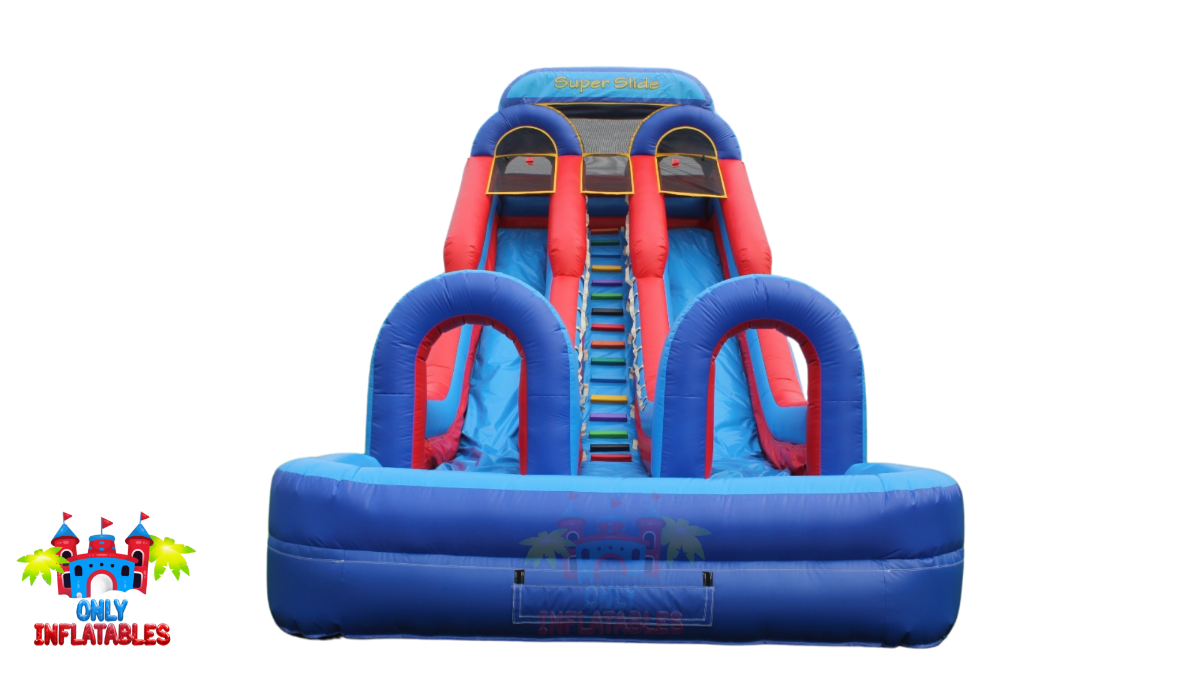 22' Super Slide Double Lane Inflatable Water Slide with Pool | Only ...